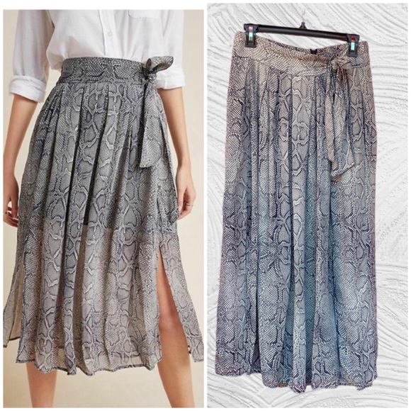 Anthropologie | Skirts | Anthropologie Maeve Snake Print Midi Skirt ...